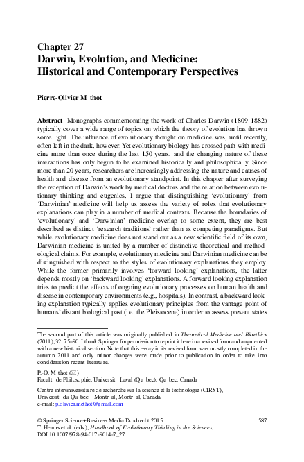 (PDF) Darwin, evolution, and medicine: historical and contemporary ...