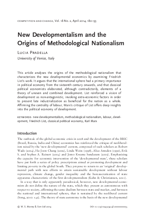New Developmentalism and the Origins of Methodological Nationalism