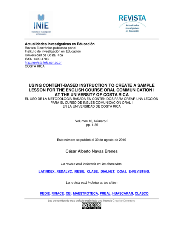 (PDF) USING CONTENT-BASED INSTRUCTION TO CREATE A SAMPLE LESSON FOR THE ...