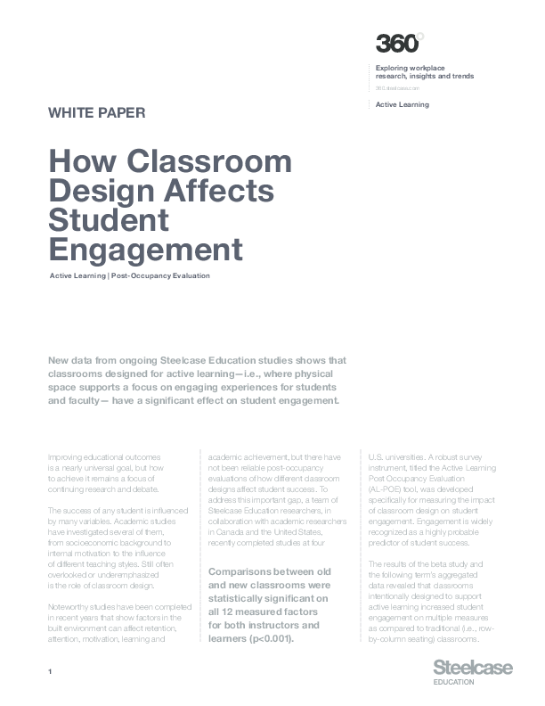 (PDF) White Paper: How classroom design affects student engagement