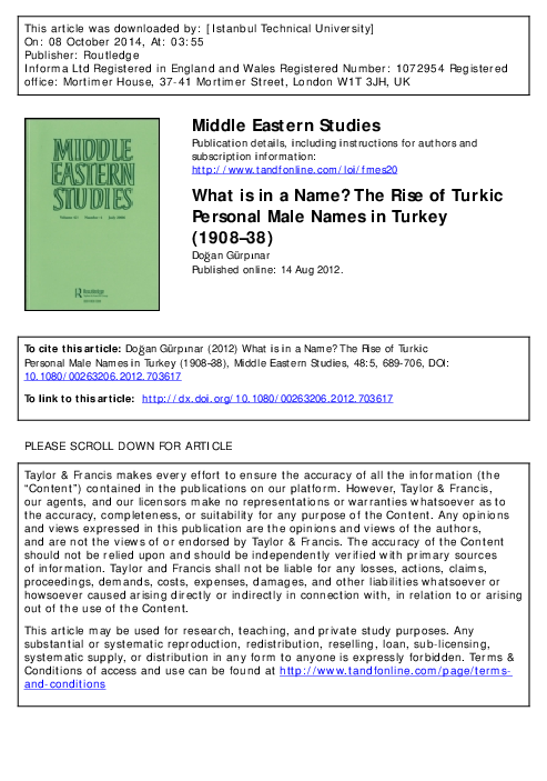 (PDF) What is in a Name? The Rise of Turkic Personal Male Names in ...