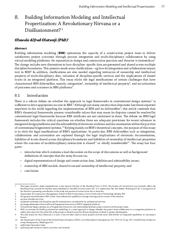 (PDF) Building Information Modeling and Intellectual Propertization: A ...