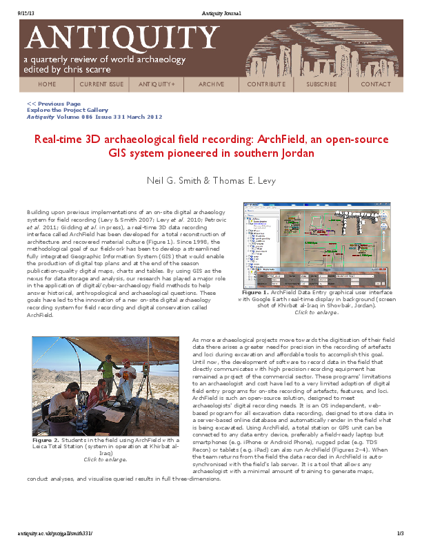 (PDF) Real-time 3D archaeological field recording: ArchField, an open ...
