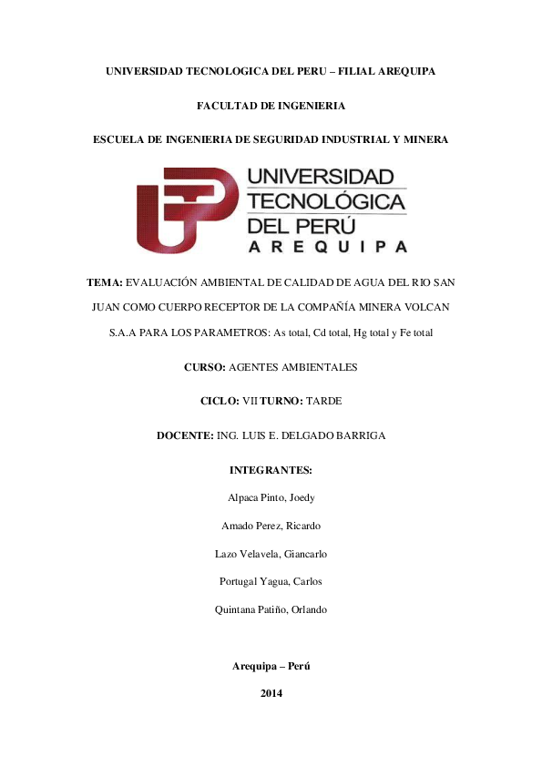 (DOC) Monitoreo de Agua