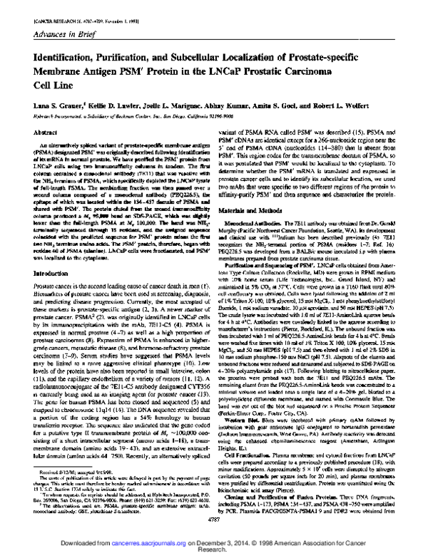 (PDF) Identification, Purification, and Subcellular Localization of ...