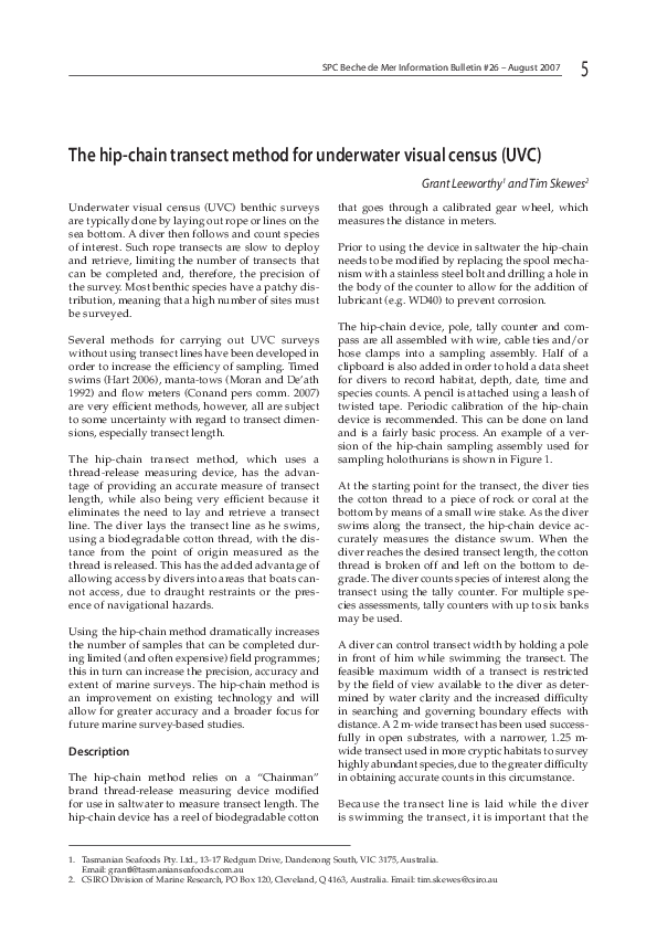 (PDF) The hip-chain transect method for underwater visual census (UVC