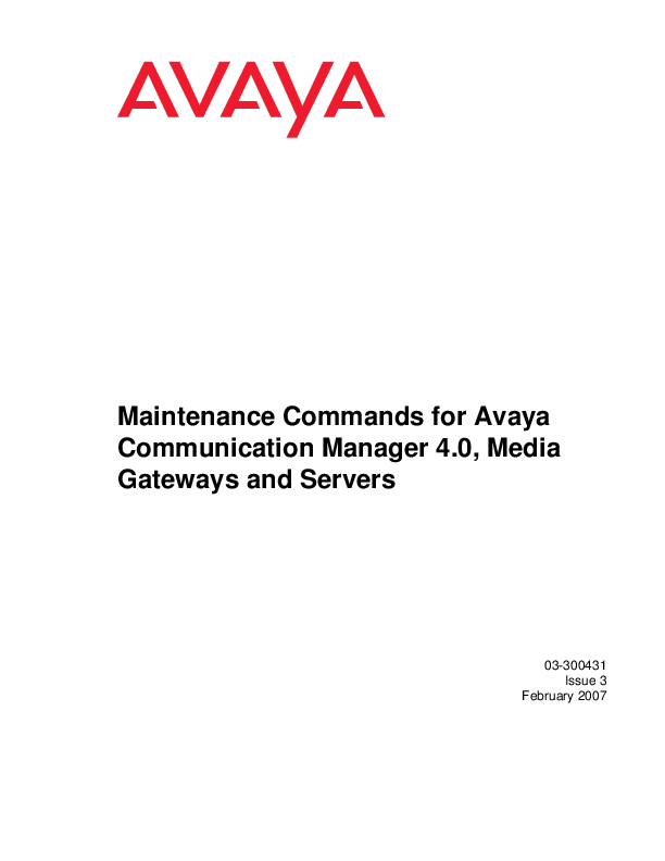 Pdf Maintenance Commands For Avaya Communication Manager 4 0 Media ...