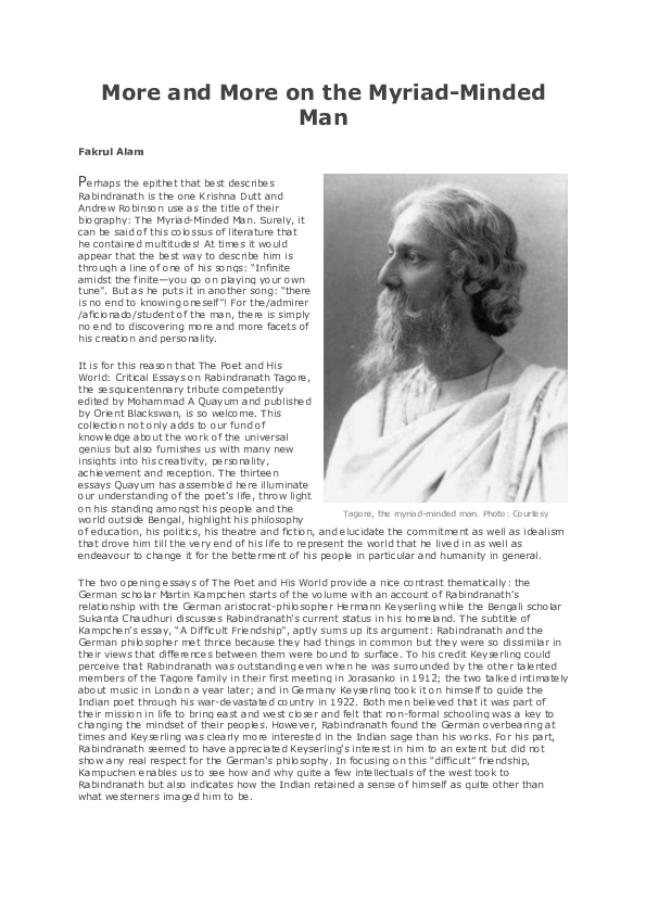 (DOC) Review of The Poet and His World: Critical Essays on Rabindranath ...