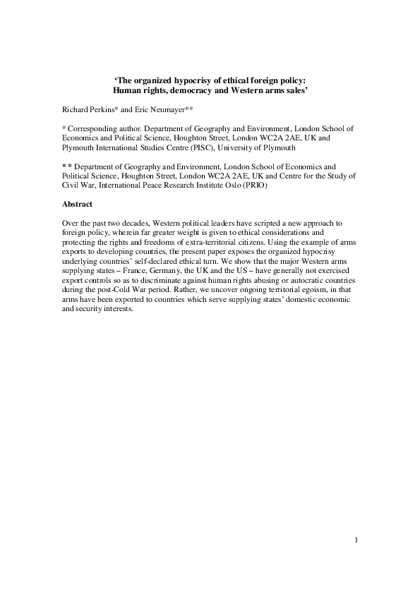 (PDF) The organized hypocrisy of ethical foreign policy: Human rights ...