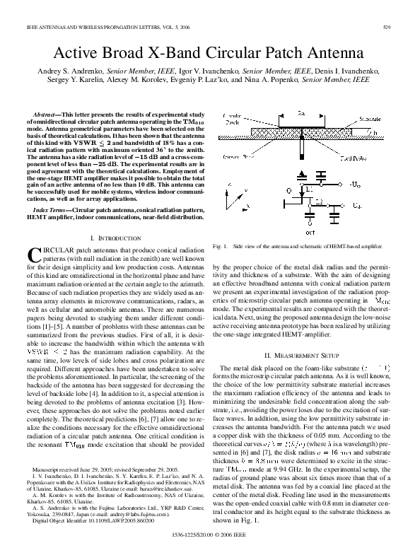 (PDF) Active Broad X-Band Circular Patch Antenna