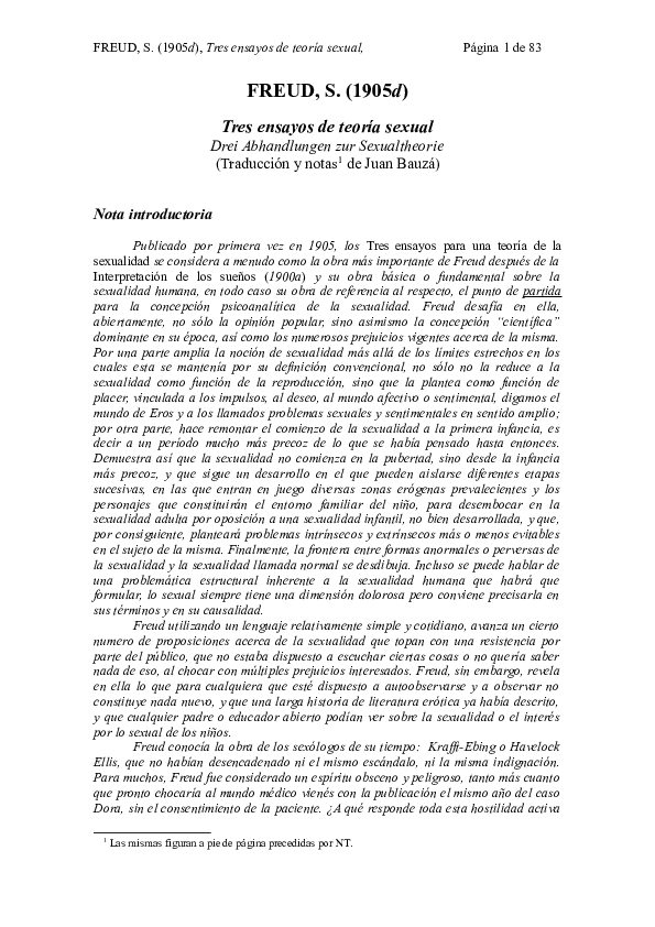 (DOC) FREUD, S. (1905) Tres ensayos de teoría sexual (2)