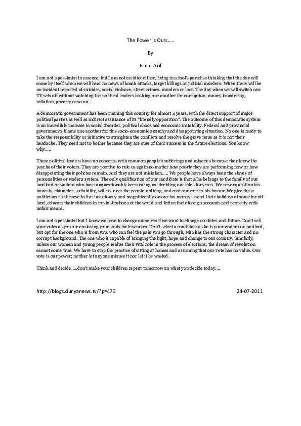 (DOC) The Power is Ours....