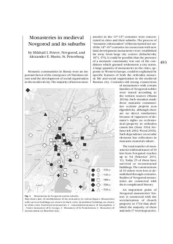 (PDF) Monasteries in medieval Novgorod and its suburbs