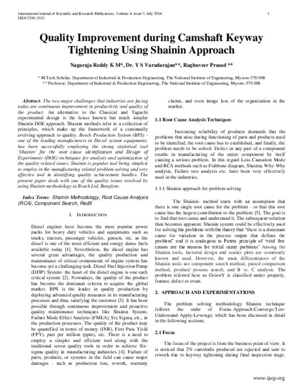 (PDF) Quality Improvement during Camshaft Keyway Tightening Using ...