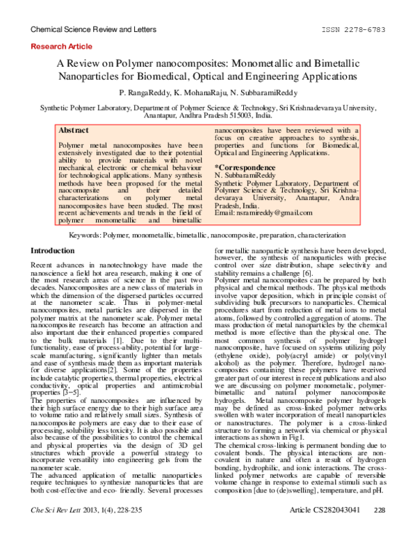 (PDF) Chemical Science Review and Letters A Review on Polymer ...