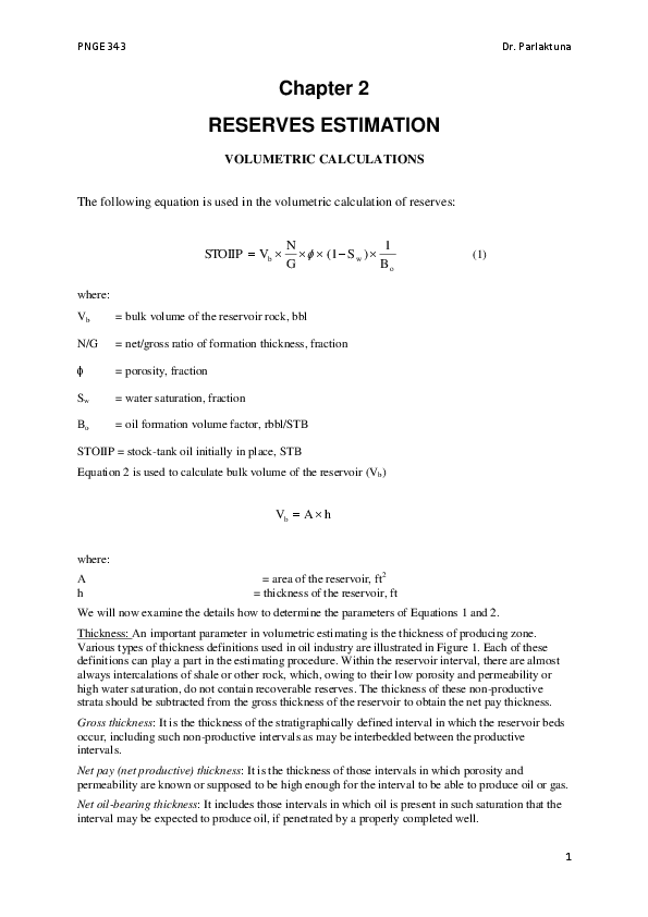 (PDF) Chapter 2 RESERVES ESTIMATION
