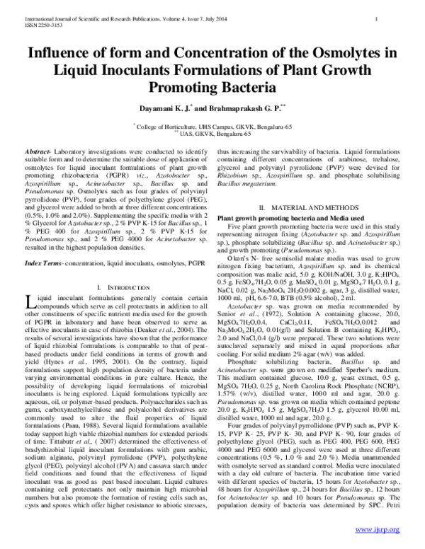 (PDF) Influence of form and Concentration of the Osmolytes in Liquid ...