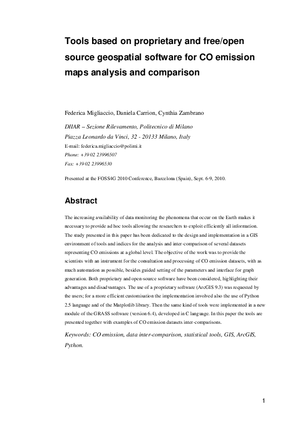 (PDF) Tools based on proprietary and free/open source geospatial software for CO emission maps ...