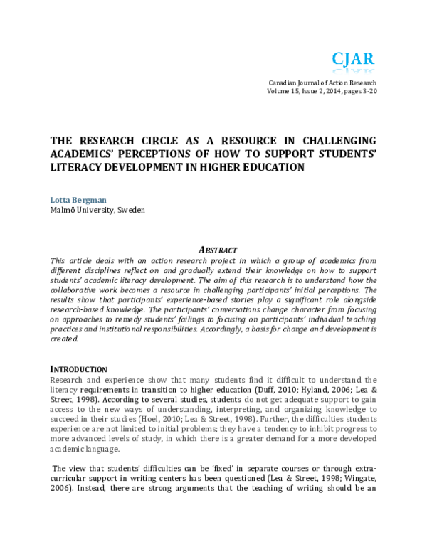 (PDF) The Research Circle as a Resource in Challenging Academics ...