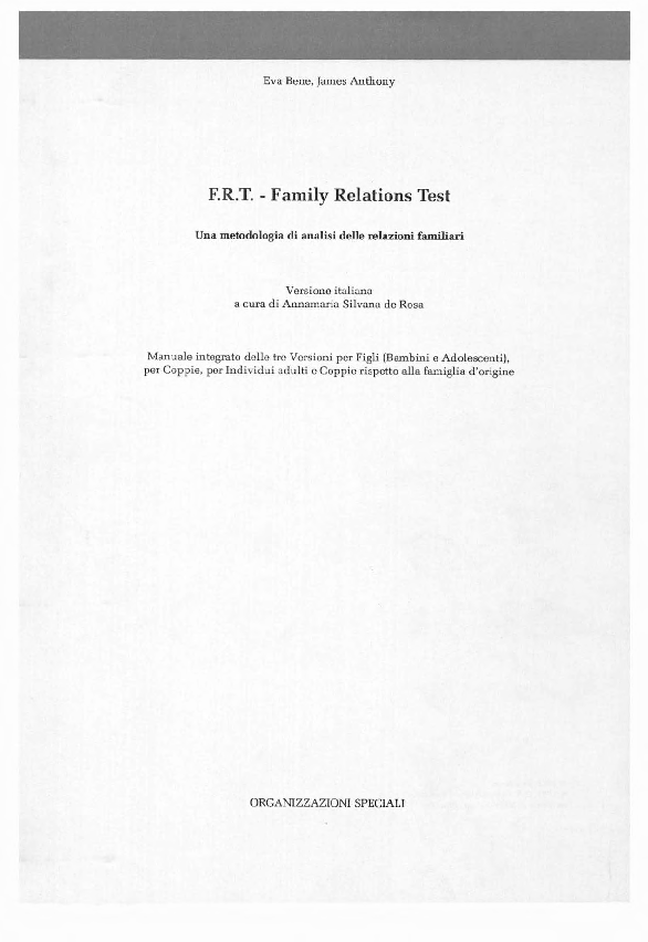 (PDF) Una metodologia di analisi delle relazioni familiari. Edizione ...