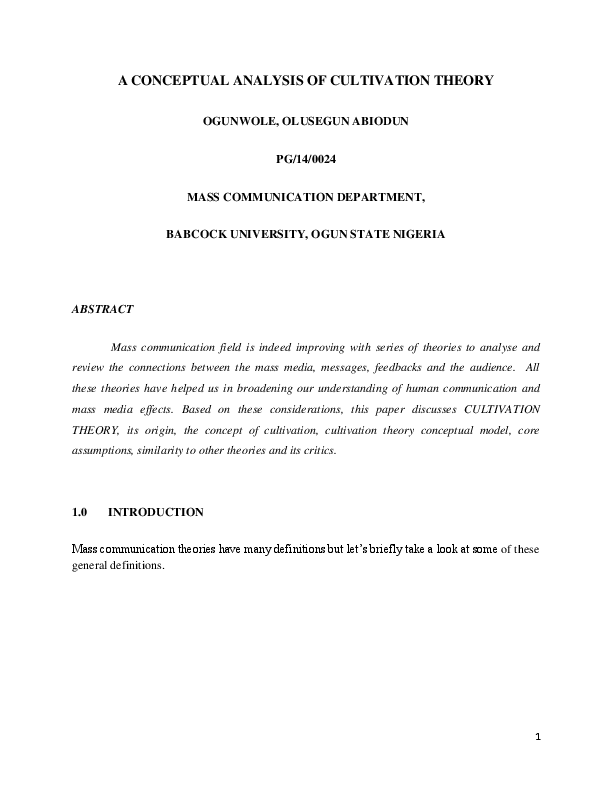 (DOC) Cultivation Media Theory