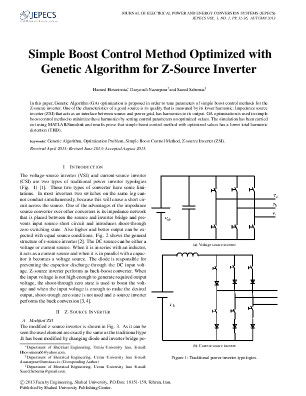Pdf Simple Boost Control Method Optimized With Genetic Algorithm For