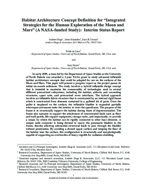 (PDF) Habitat Architecture Concept Definition for “Integrated ...