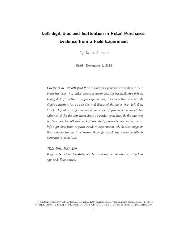 (PDF) Left-digit bias and inattention in retail purchases: Evidence ...