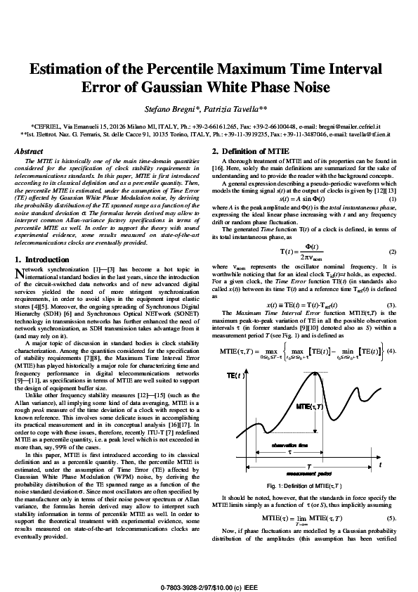 Pdf Estimation Of The Percentile Maximum Time Interval Error Of