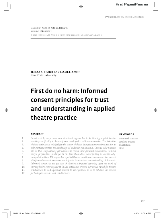 (PDF) First do no harm: Informed consent principles for trust and ...