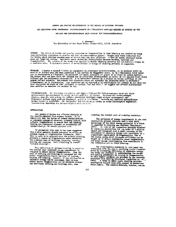 (PDF) Burden and Spacing Relationship in Design of Blasting Patterns
