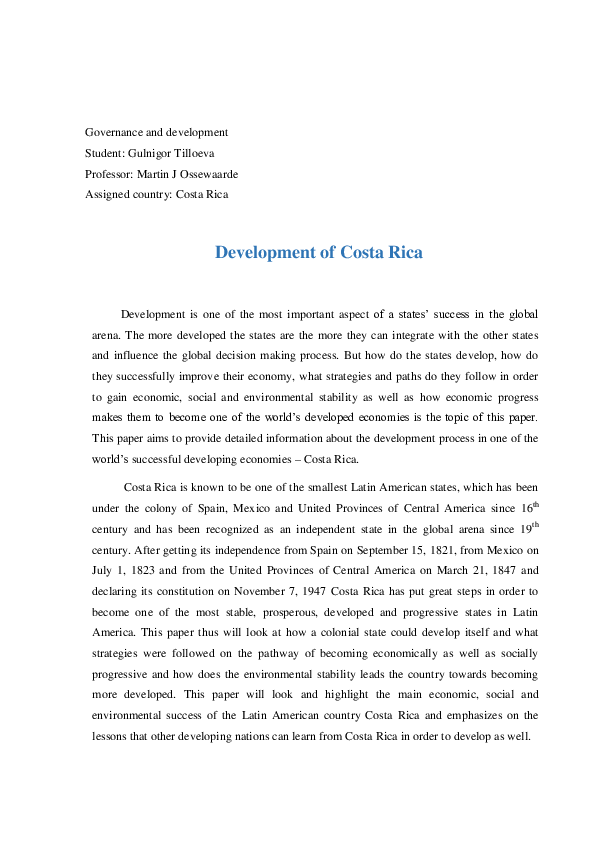 (DOC) Economic development in Costa Rica