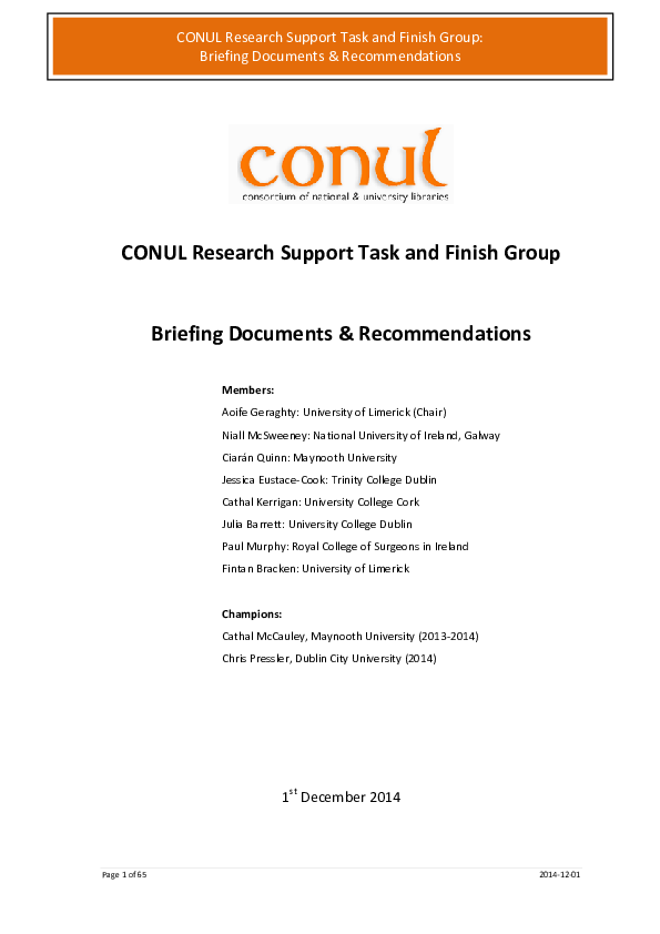 (PDF) CONUL Research Support Task and Finish Group: Briefing Document ...