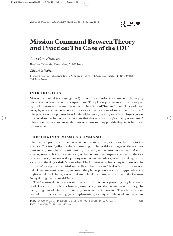 (PDF) Mission Command Between Theory