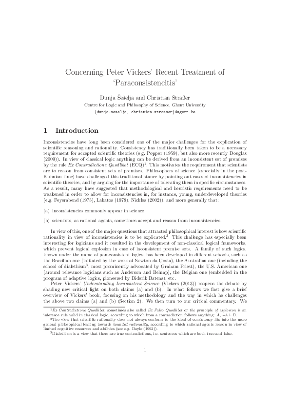 (PDF) Concerning Peter Vickers’ Recent Treatment of ‘Paraconsistencitis ...