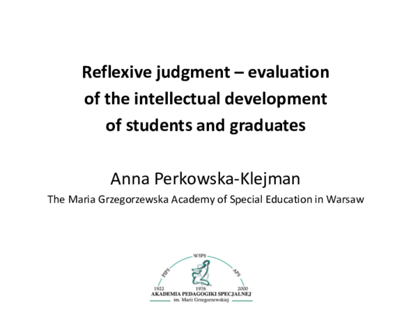 (PPT) Reflexive judgment – evaluation of the intellectual development ...