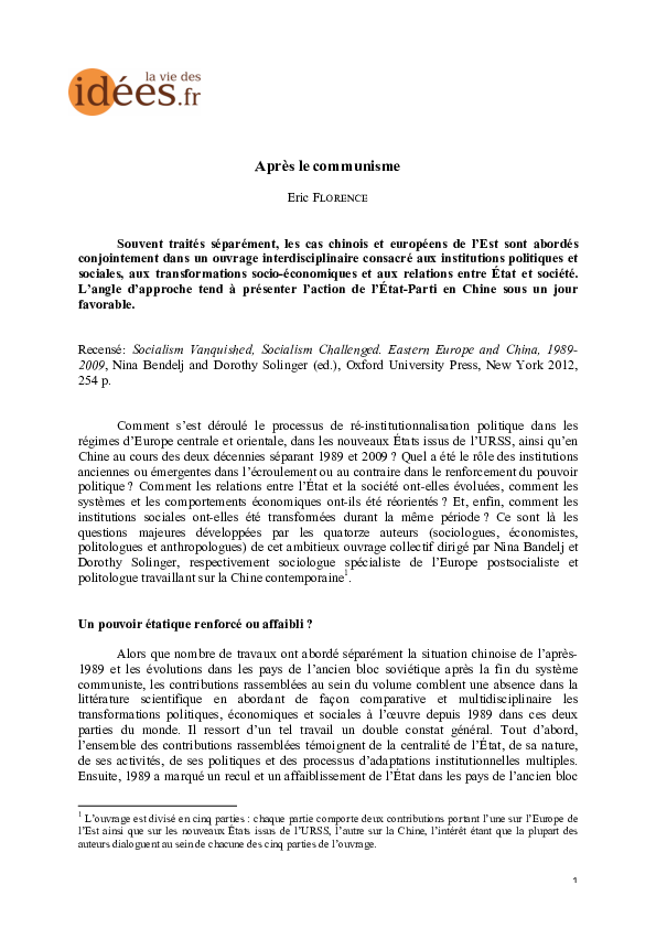 (PDF) Après le communisme