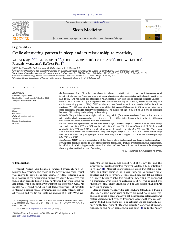 Pdf Cyclic Alternating Pattern In Sleep And Its Relationship To