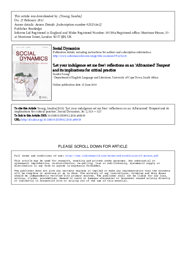 (PDF) ‘“Let your indulgence set me free”: reflections on an ...