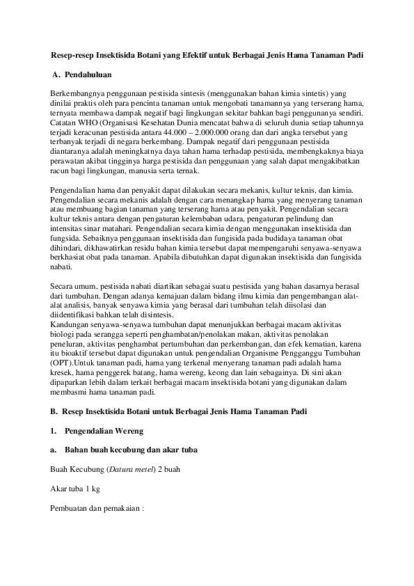 (DOC) Resep-resep Insektisida Botani yang Efektif untuk Berbagai Jenis ...