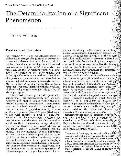 (PDF) The Defamiliarization of a Significant Phenomenon