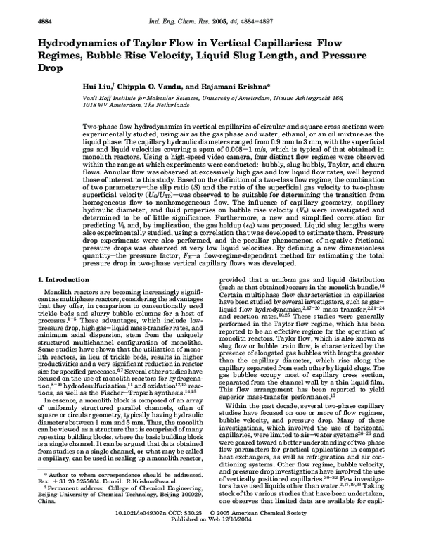 (PDF) Hydrodynamics of Taylor Flow in Vertical Capillaries: Flow ...