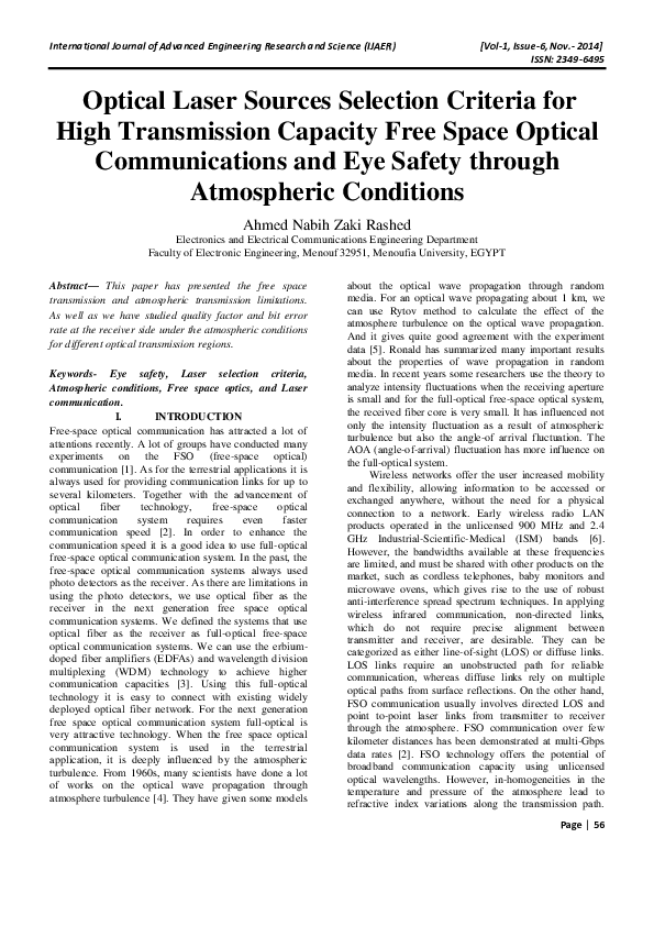 (DOC) Optical Laser Sources Selection Criteria for High Transmission ...
