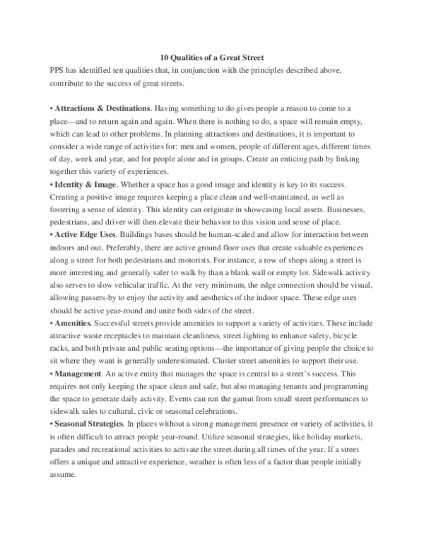 (PDF) 10 Qualities of a Great Street