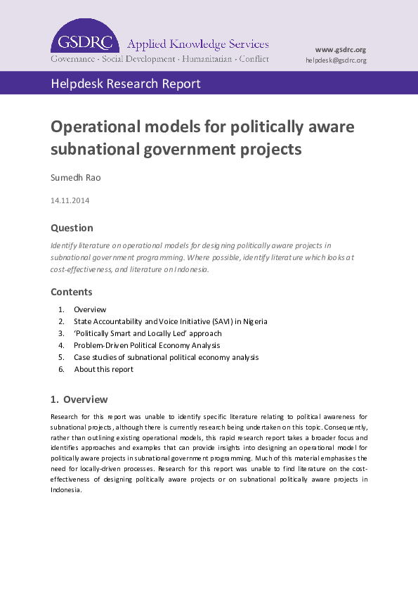 (PDF) Operational models for politically aware subnational government ...