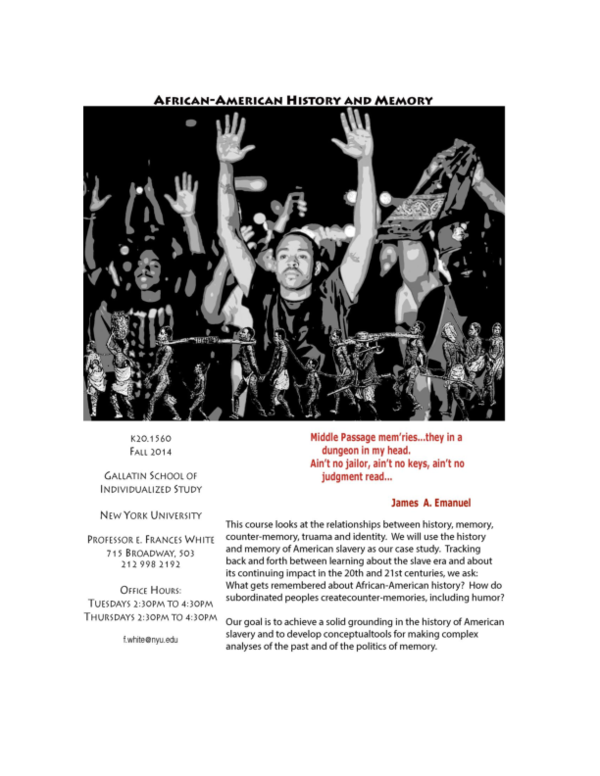 (DOC) Syllabus: African American History and Memory F2014