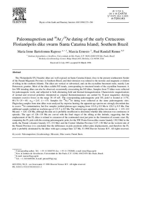 (PDF) Paleomagnetism and 40Ar/39Ar dating of the early Cretaceous ...
