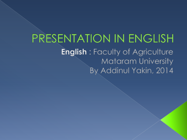 (PDF) Presentation in English