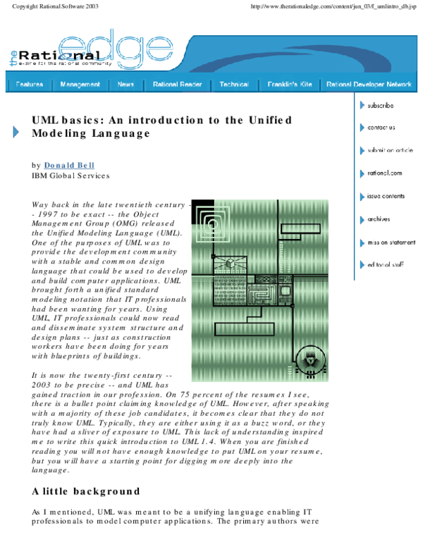 (PDF) UML basics: An introduction to the Unified Modeling Language