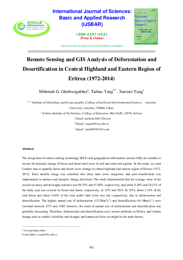 (PDF) Remote Sensing and GIS Analysis of Deforestation and ...